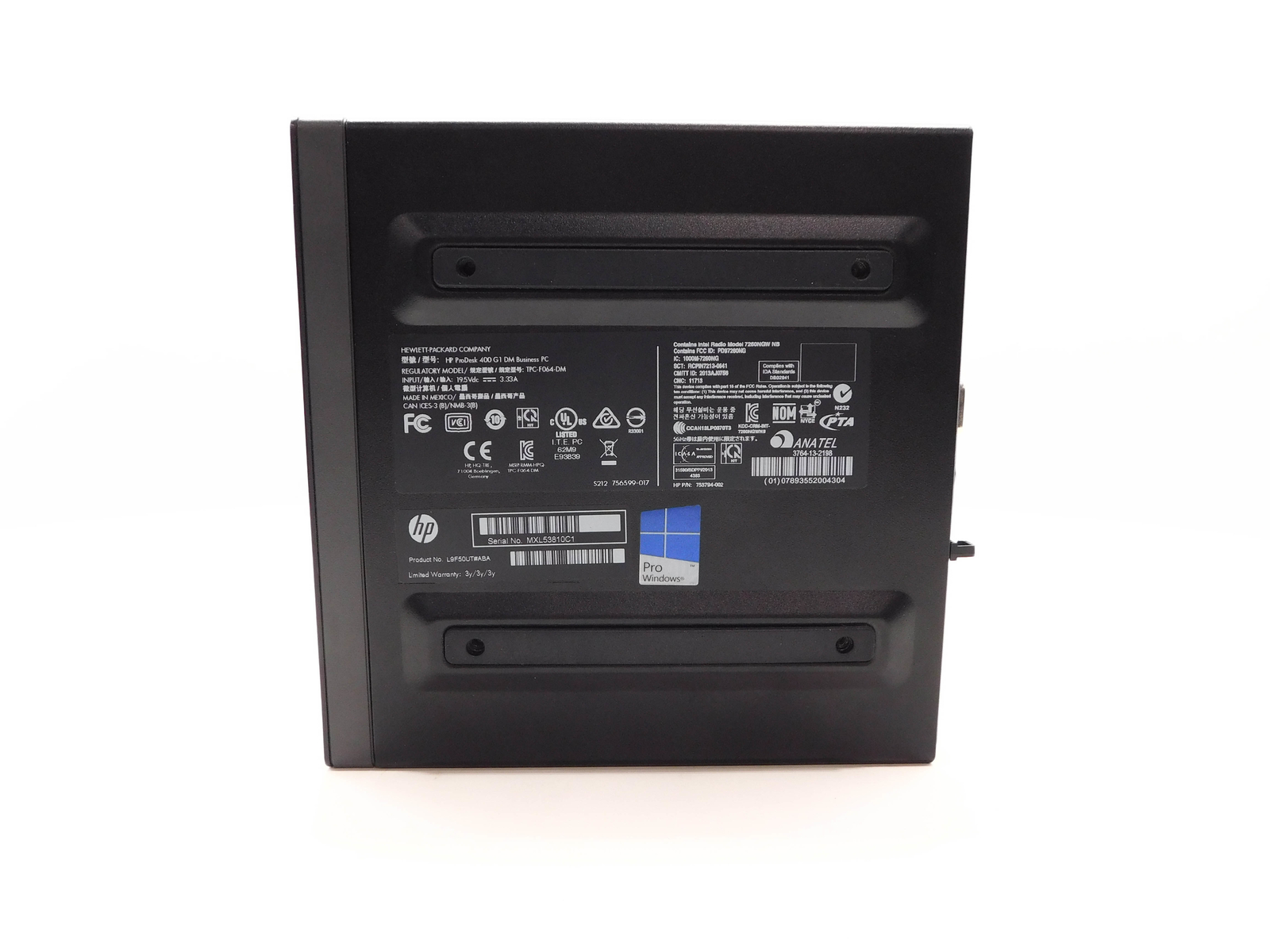 HP ProDesk 400 G1 DM PC Core i3-4160T 3.10GHz 4GB RAM 500 HDD Win10