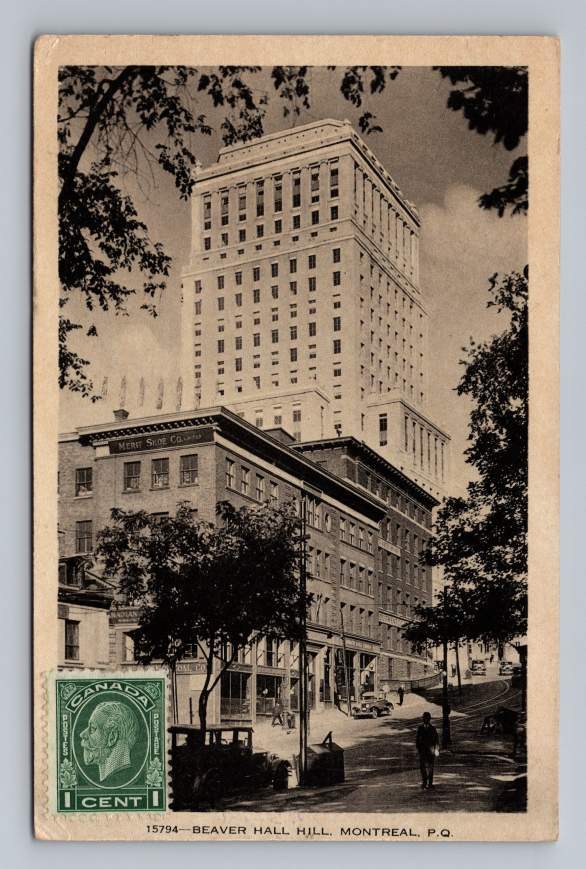 Beaver Hall Hill MONTREAL Antique Quebec TCV Postcard Cover to ...