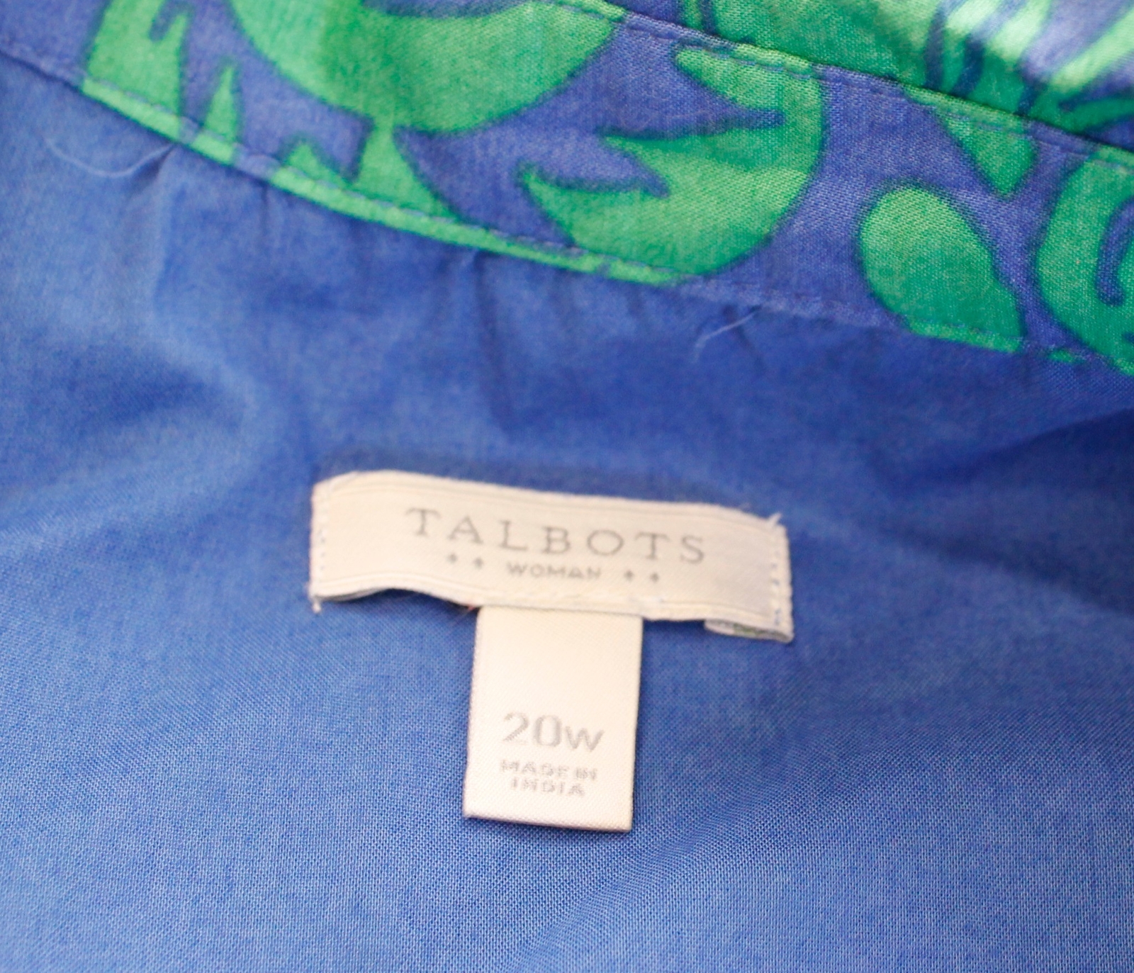 Talbots Blue Green Floral Print Button Front Flare Pl… - Gem