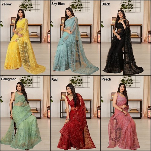 Design Saree Wedding Party Wear Bollywood Sari & Mono Banglori Blouse ...
