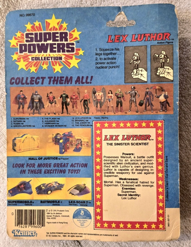 Kenner CARDED Lex Luthor Figure - 1984 - Super Powers Collection - Made ...