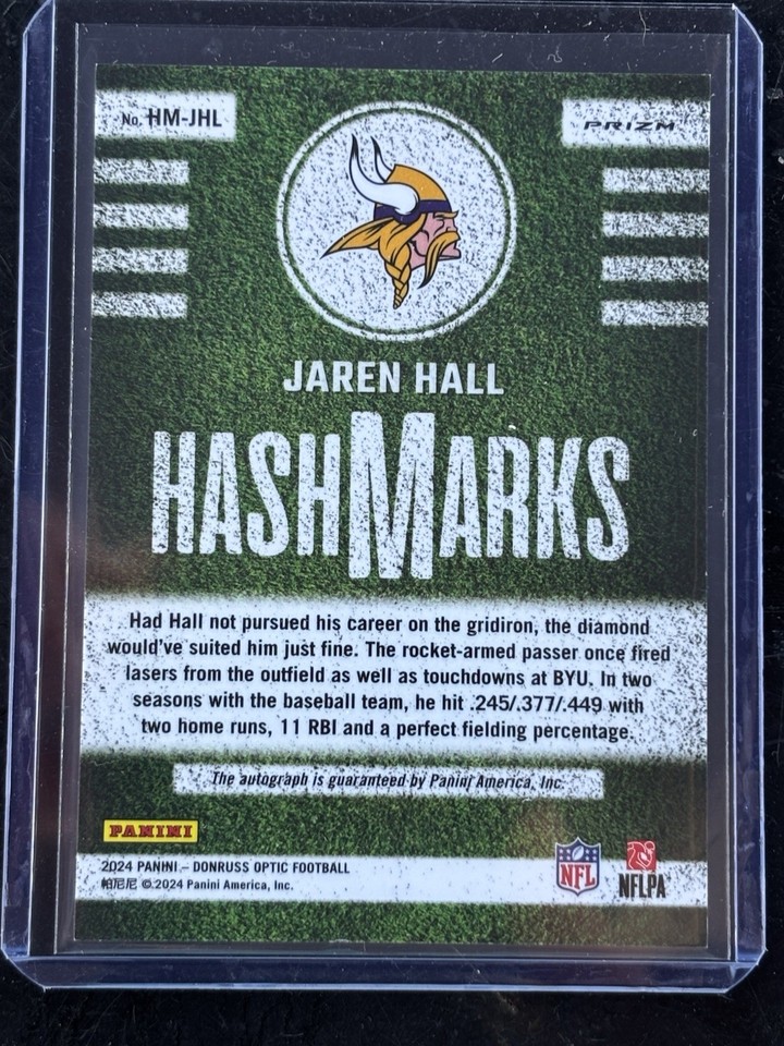 2024 Optic Hash Marks Holo Jaren Hall #HM-JHL Parallel Autographed ...