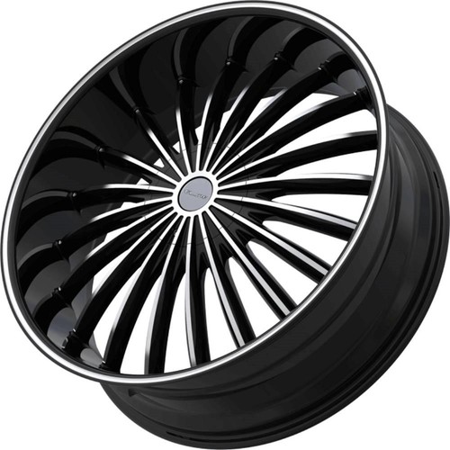 (Set-4) Elure ELR34 22x8 5X110/5X115 38mm Black Machined Wheels Rims 22 ...