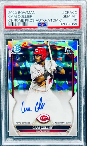 2023 Cam Collier Bowman Chrome Atomic Refractor /100 Auto RC 1st PSA 10 ...