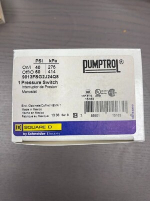 Square D Pumptrol Electromechanical Pressure Switch - 9013FSG2J24Q8 40/ ...