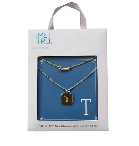 Time and Tru Women's Initial Letter "T” Necklace Set, 2-Piece | eBay