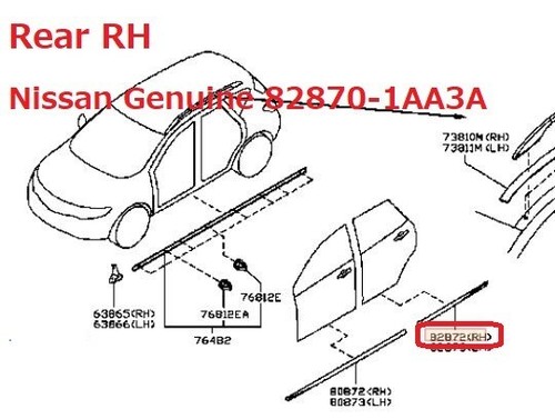 NISSAN Genuine Rear Door Moulding Right MURANO 2009-14 82870-1AA3A | eBay