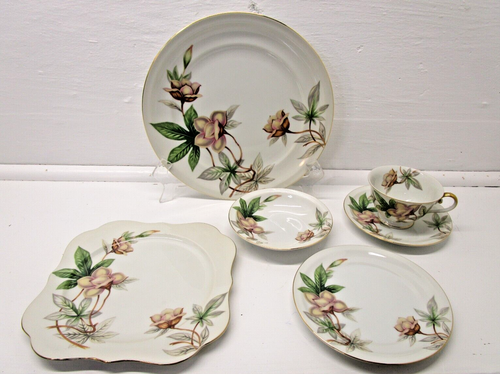 Meito Woodrose 6 Piece Place Setting Bone China Gold Gilt Ivory Japan ...