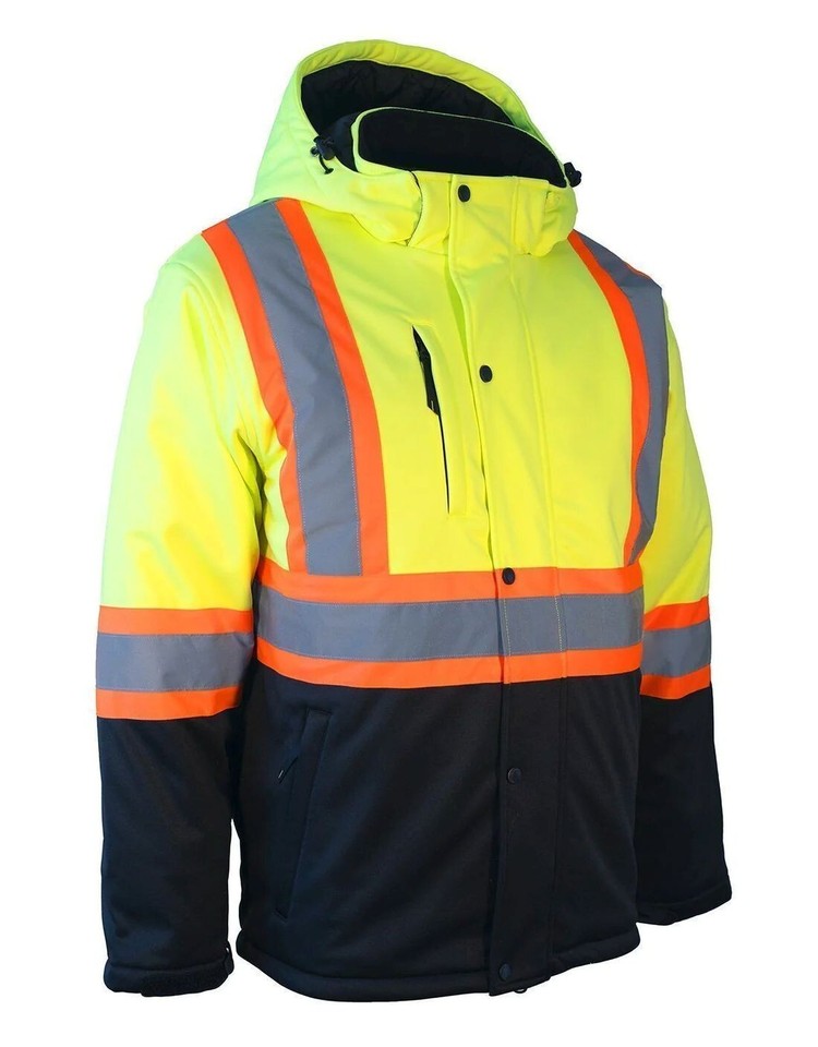 Hi Vis Class 2 Insulated Safety Jacket Parka Jacket Coat Fleece ...