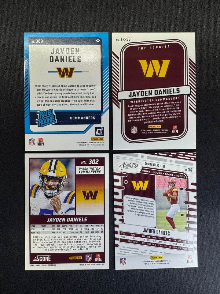 (4) Jayden Daniels RC 2024 Donruss Rated #389 The Rookies #TR-37 Score Absolute | eBay