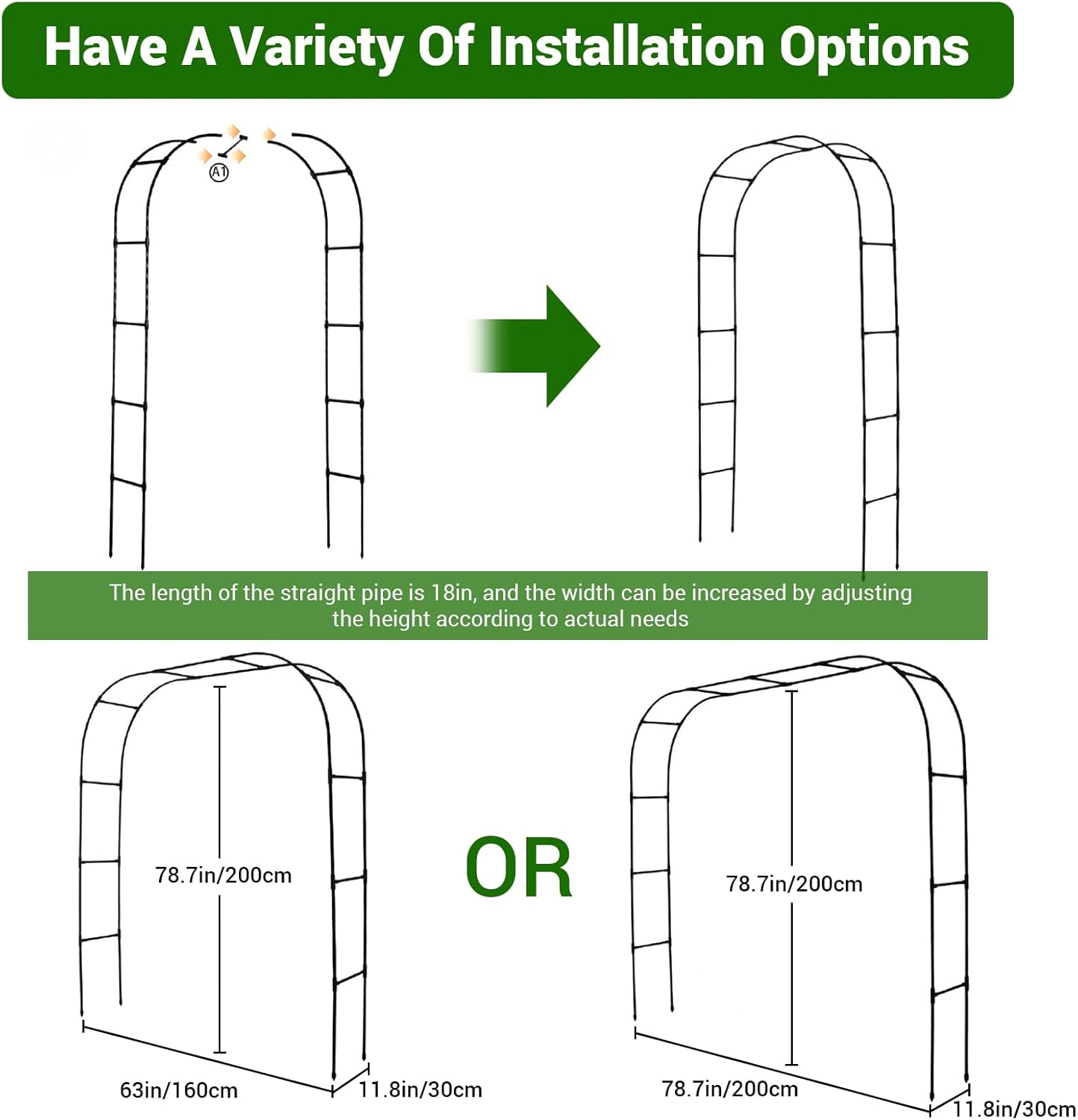 Garden Arch Trellis - 47(L) * 94(H) Inch, Trellis for Climbing Plants ...