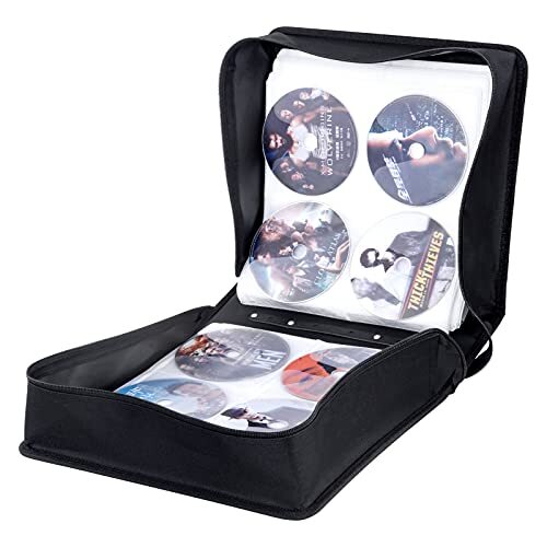 400 Capacity Disc CD DVD Bluray Storage Holder Binder Sleeves Carrying ...