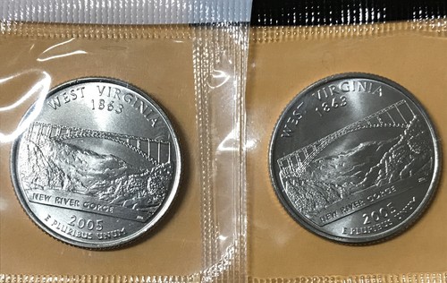 2005-P&D West Virginia Uncirculated States Quarters in Mint Cello (2 ...