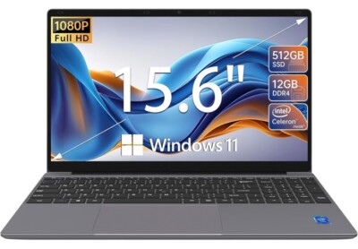 ApoloSign 15.6'' Laptop, 12GB RAM 512GB SSD, Windows 11 Laptop Computer ...