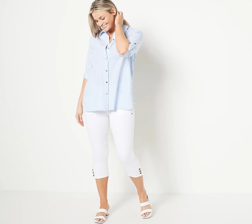 Joan Rivers Classics Collection Cotton Blend Stretch Denim Pants White ...