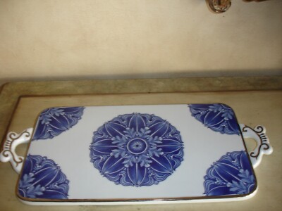 Bombay Porcelain Serving Cheese Tray Blue & White Platter Cutting Board ...