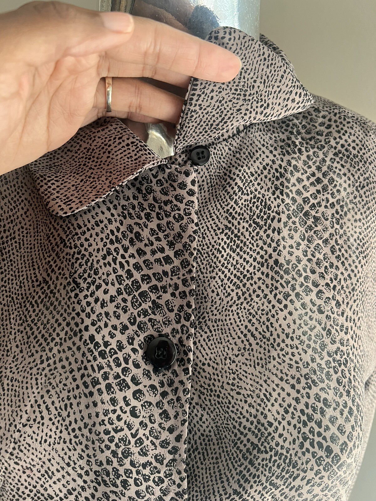 Pat Argenti Womans Brown Animal Skin Button Up Shirt … - Gem