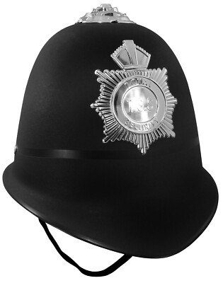Adult Black English Bobby Police Helmet British Policeman Hat Costume ...