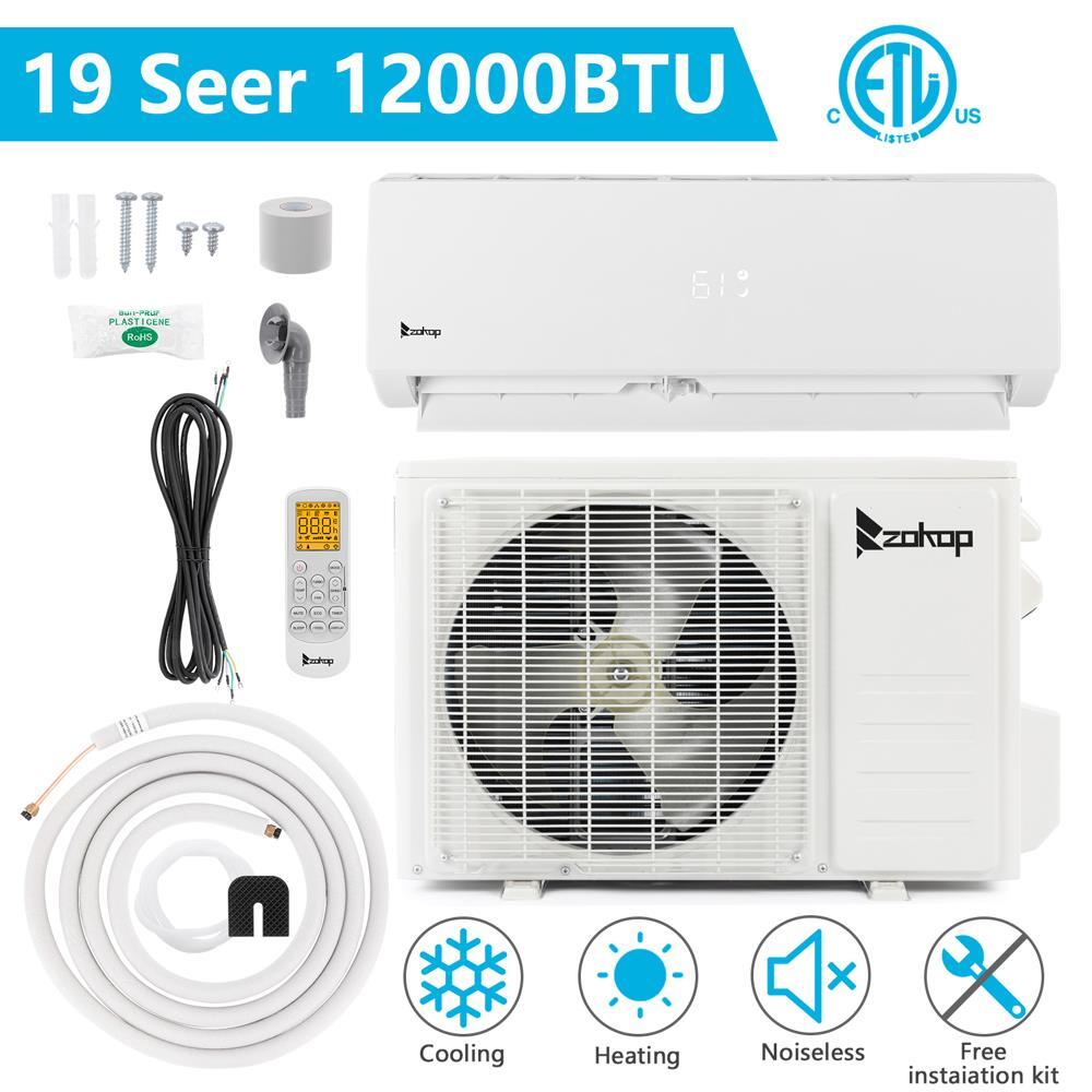 Zokop 4-IN-1 12000 BTU Mini Split Air Conditioner Heat Pump Remote 19 ...