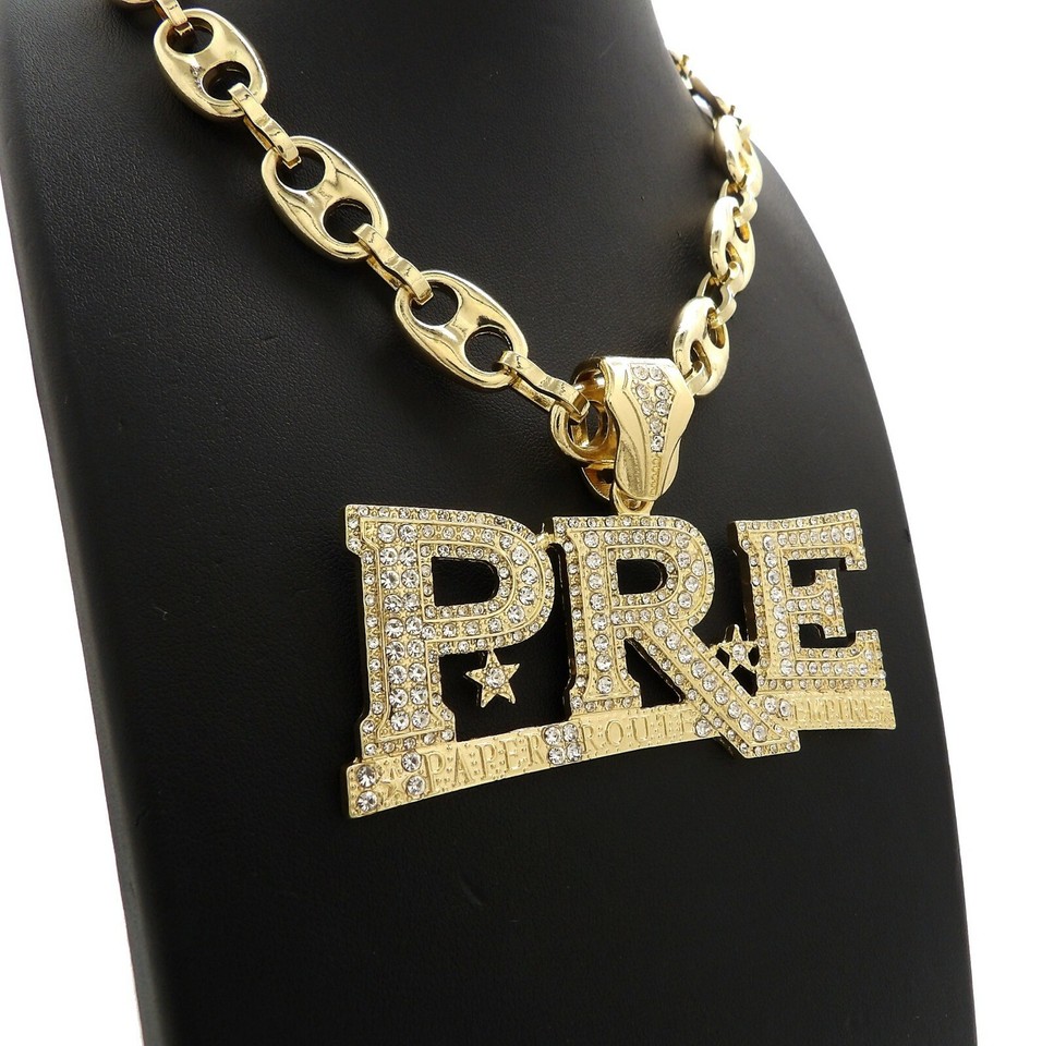 Iced Gold plated Alloy Cubic Zirconia Young Dolph PRE & Marina Chain ...