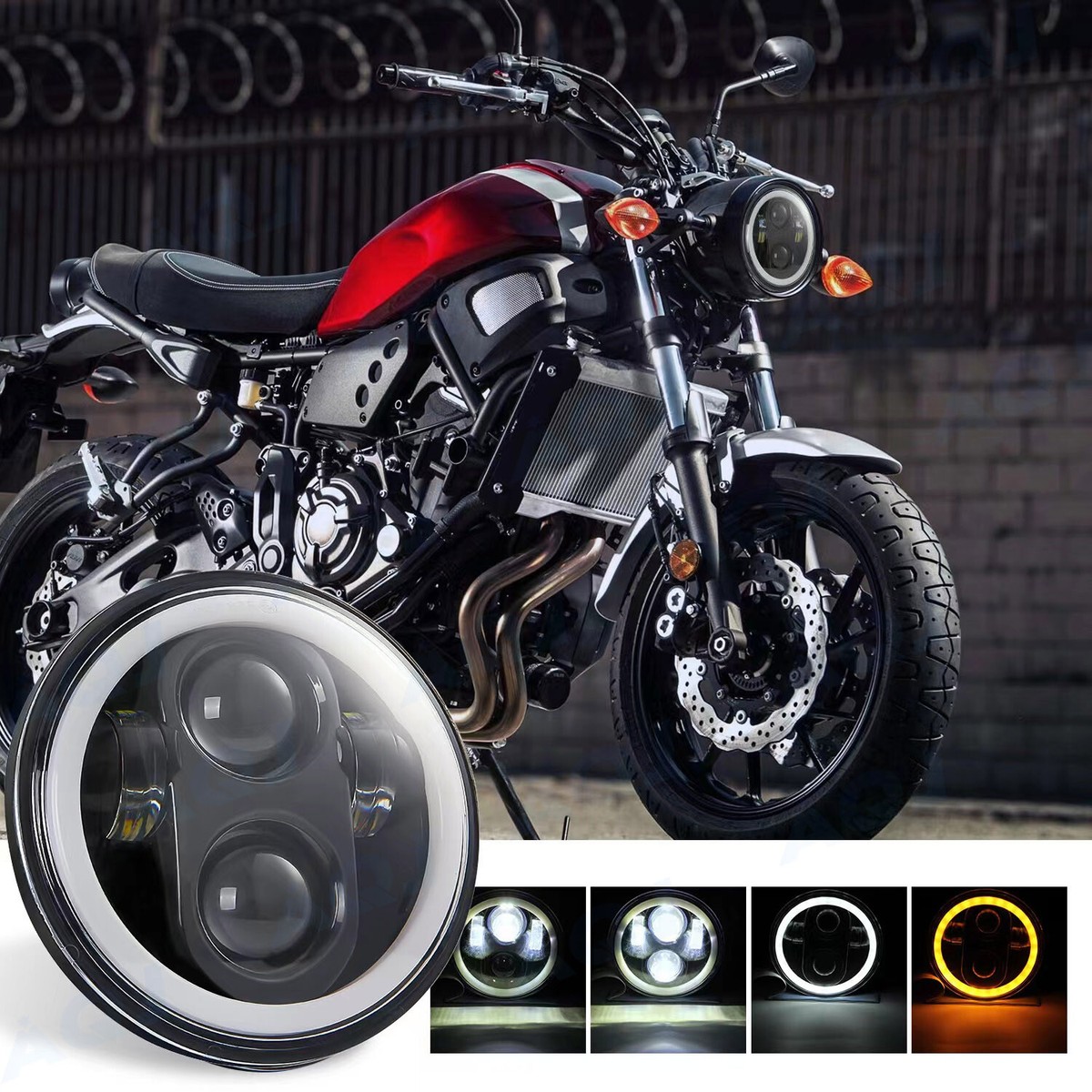 Halogen Replacement Headlight 7 Inch Motorcycle LED Headlight With ...