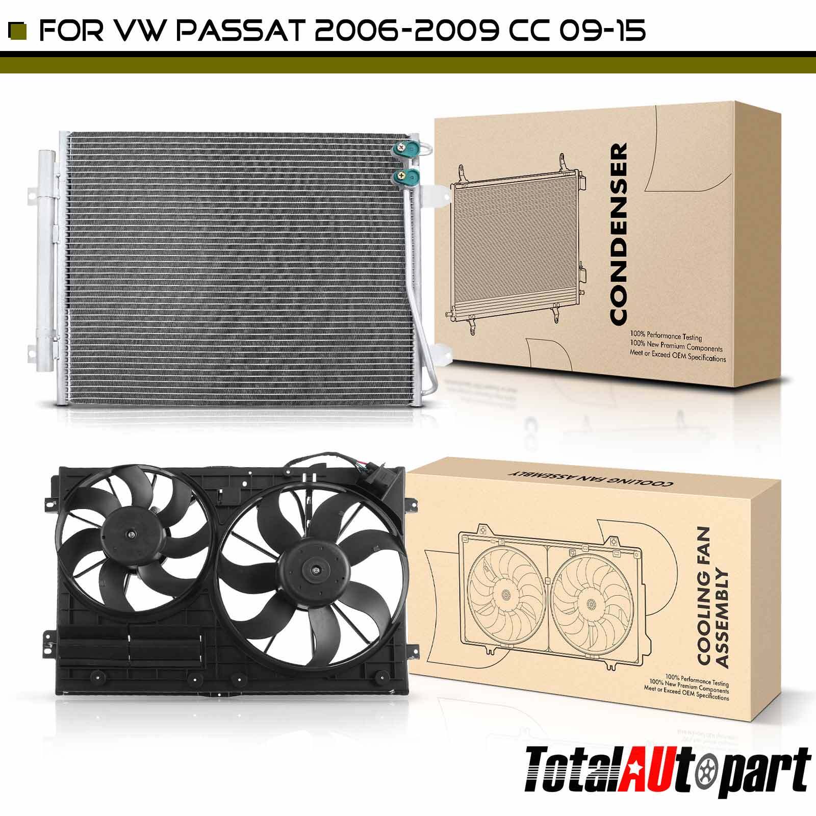New AC Condenser & Cooling Fan Assembly Kit for Volkswagen CC 2009-2015 ...