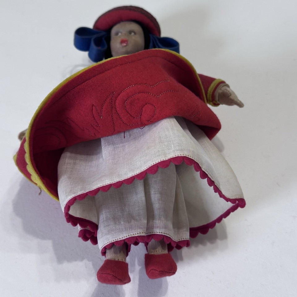 Lenci Doll Miniature circa 1930 Felt Mascotte Regional Red Gold ...
