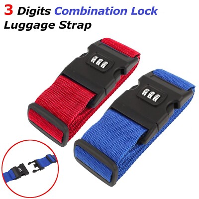 Adjustable Non Slip Travel Luggage Strap Release Buckle 3-Digit ...