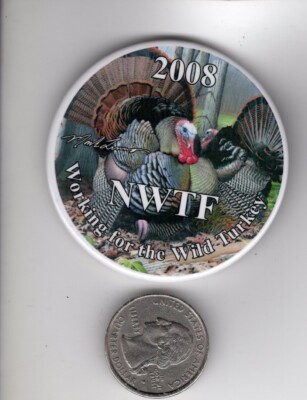 2008 N.W.T.F. WORKING FOR THE WILD TURKEY PIN BADGE-MICHIGAN DEER BEAR ...