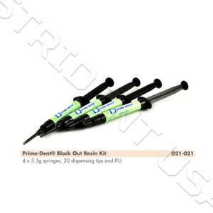 Prime Dent Light Cured Block Out Resin Material Kit 4 x 3.5g syringes ...