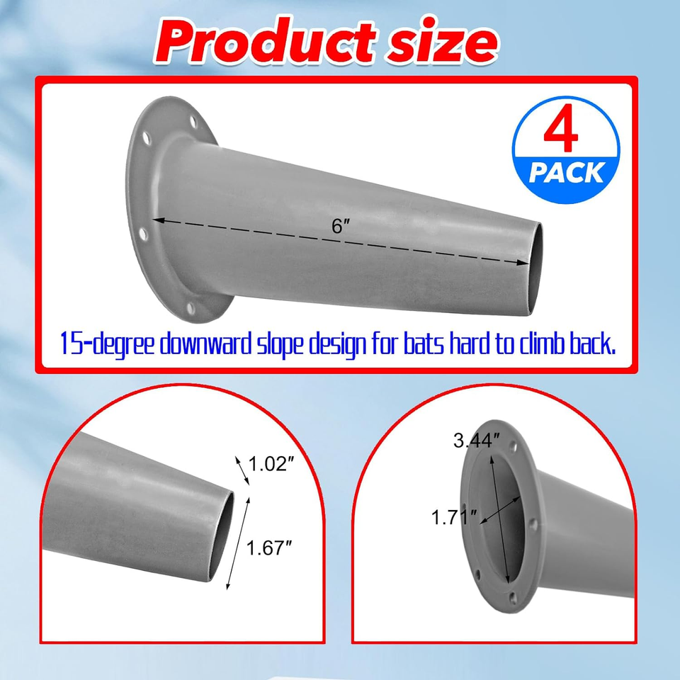 4 Pack Bat Exclusion- Bat Cone- One Way Bat Door- Bat Deterrent Devices ...