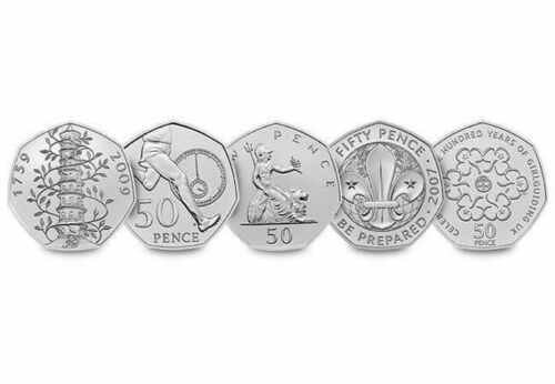 Celebrating 50 Years of the 50p. 2019 UK 50p BUNC Coin Set KEW Gardens ...