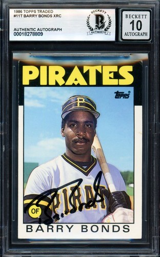 1986 Topps Traded Barry Bonds ROOKIE CARD AUTOGRAPHED WITH AUTO GRADED ...