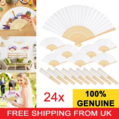 White Paper Fan 24Pcs Folding Hand Fans Handheld Fan for Wedding ...