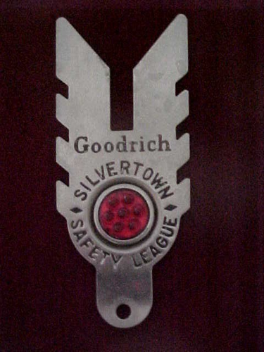 ORIGINAL GOODRICH SILVERTOWN SAFETY LEAGUE LICENSE PLATE TOPPER | eBay