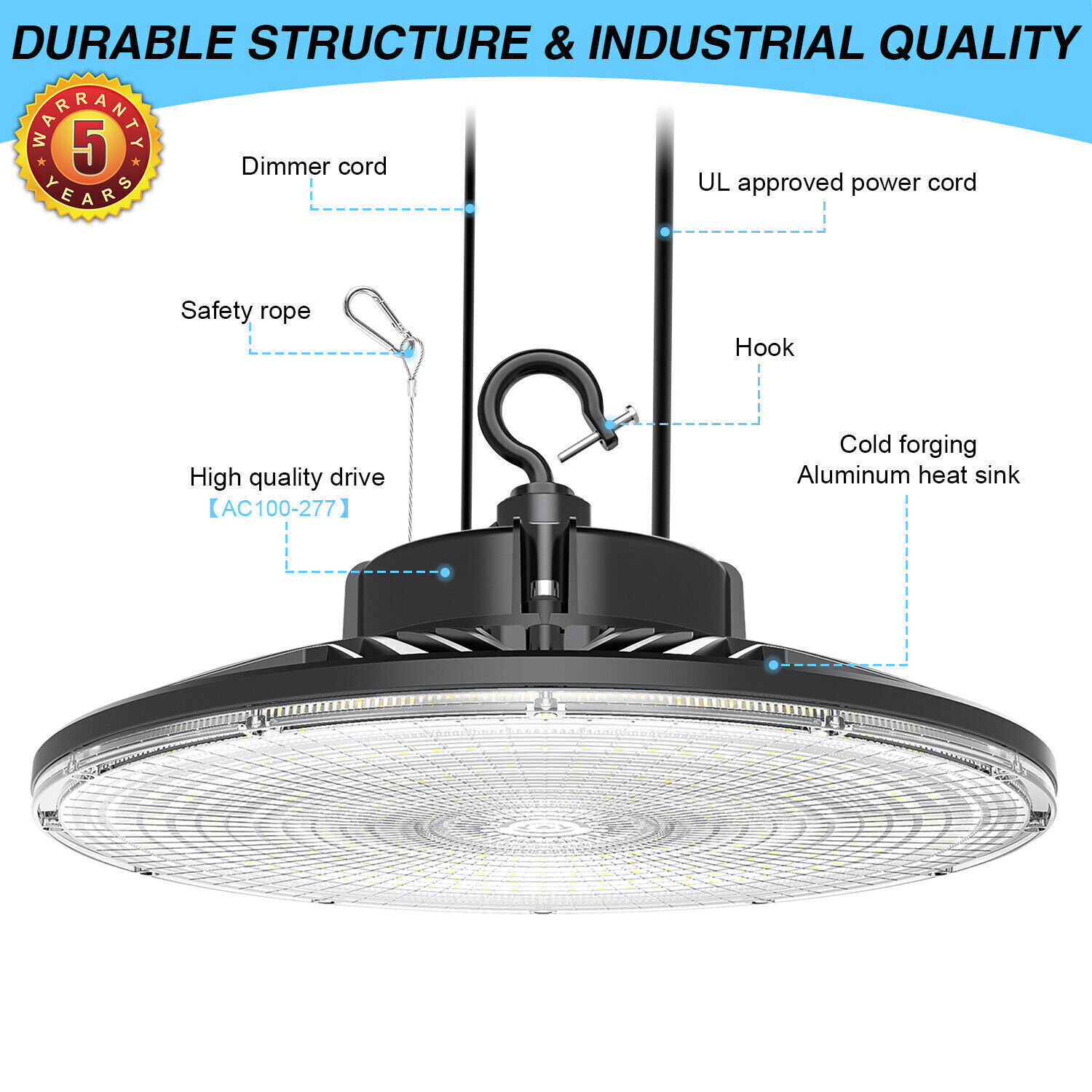 240W LED UFO High Bay Light Garage Warehouse Factory Ceiling Fixtures ...