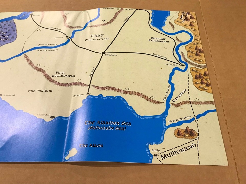 Vintage 1995 Dungeons & Dragons Forgotten Realms Map Of Aglarond/Thesk ...