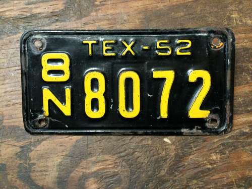 VINTAGE 1952 TEXAS MOTORCYCLE LICENSE PLATE ORIGINAL | eBay
