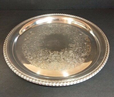 Vintage WM Rogers Silver Plated #171 12" Round Embossed Serving Dish ...