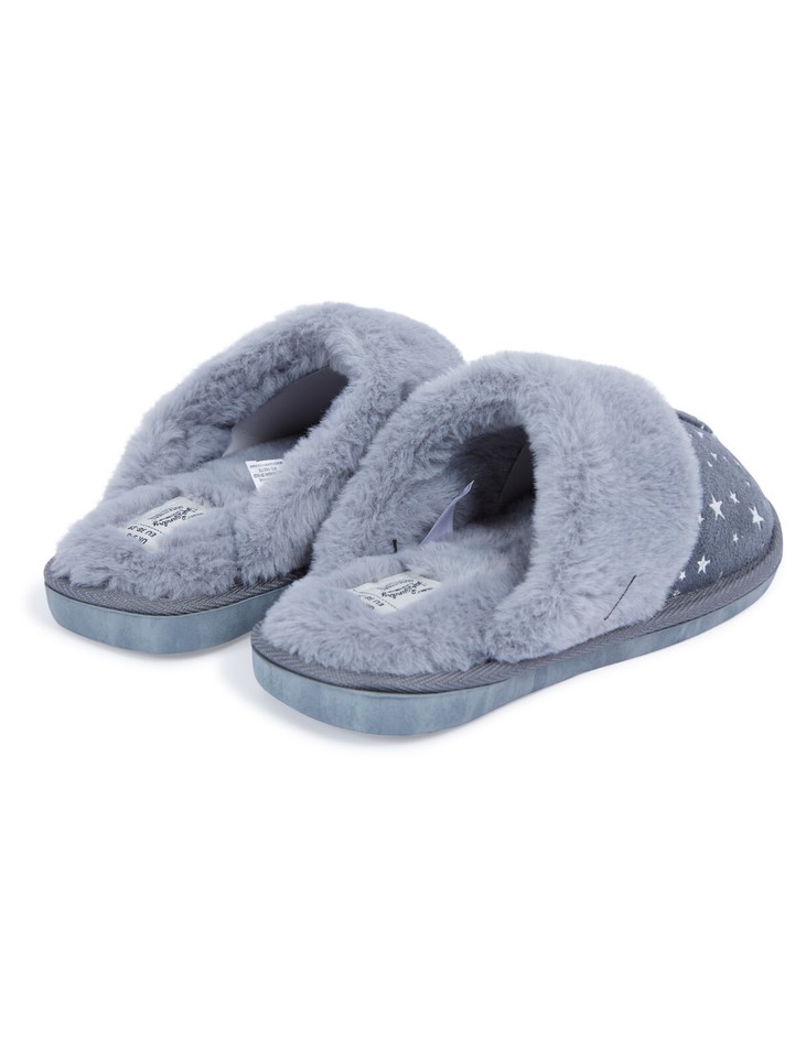 Womens Ladies Comfortable Borg Lined Slippers Cozy Slip-On Indoor Shoes ...