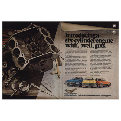 1975 Buick Skyhawk Skylark Century: Six Cylinder Engine Guts Vintage ...