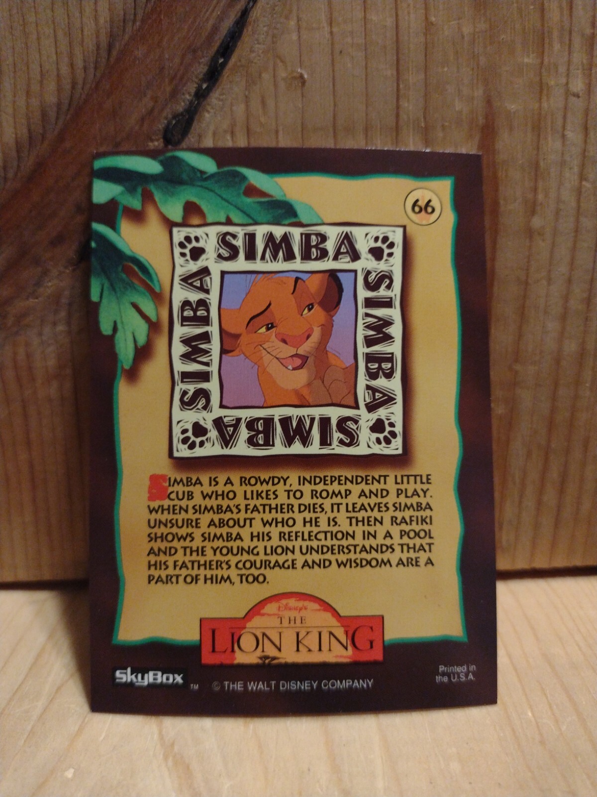 1994 Skybox The Lion King: Series 1. #66 SIMBA Disney Trading Card. CS1 ...
