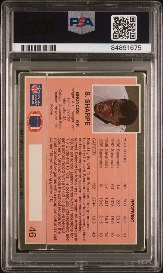 1990 Action Packed Shannon Sharpe #46 Rookie RC HOF PSA 8 NM MINT | eBay