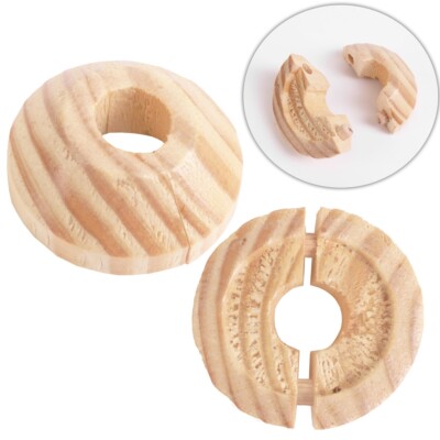 4 RADIATOR PIPE COLLARS Solid Pine Wood Cover Laminate Floor Rose ...