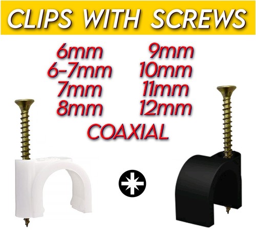 Cable Clips with Screws Round 6mm 7mm 8mm 9mm 10mm 11mm 12mm Coaxial ...