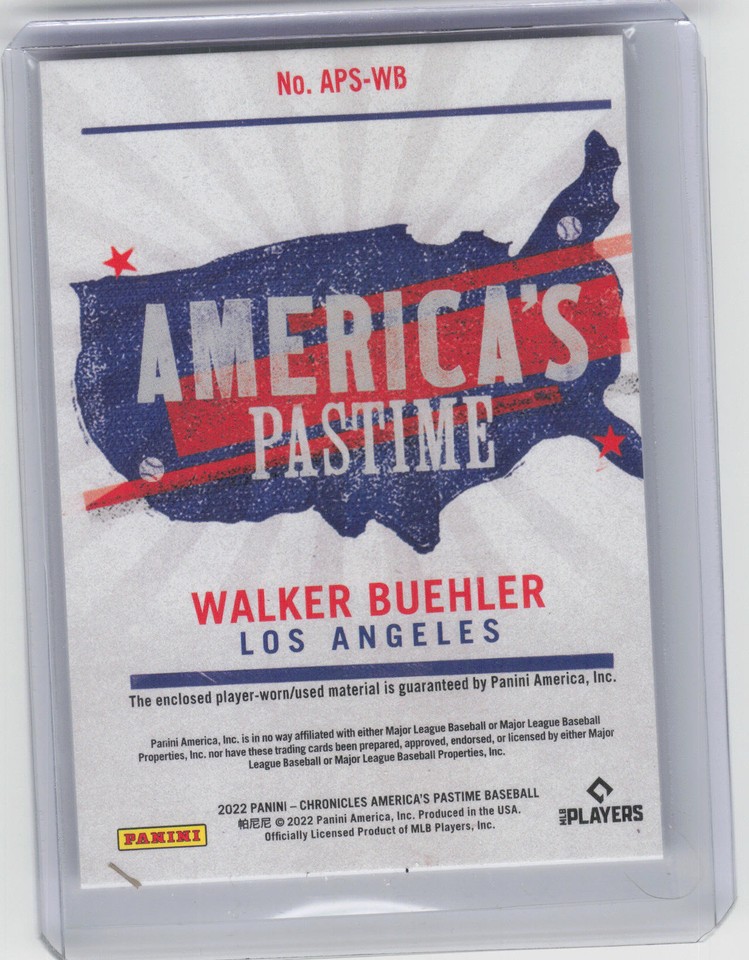 2022 Panini Chronicles #APS-WB Walker Buehler America's Pastime ...