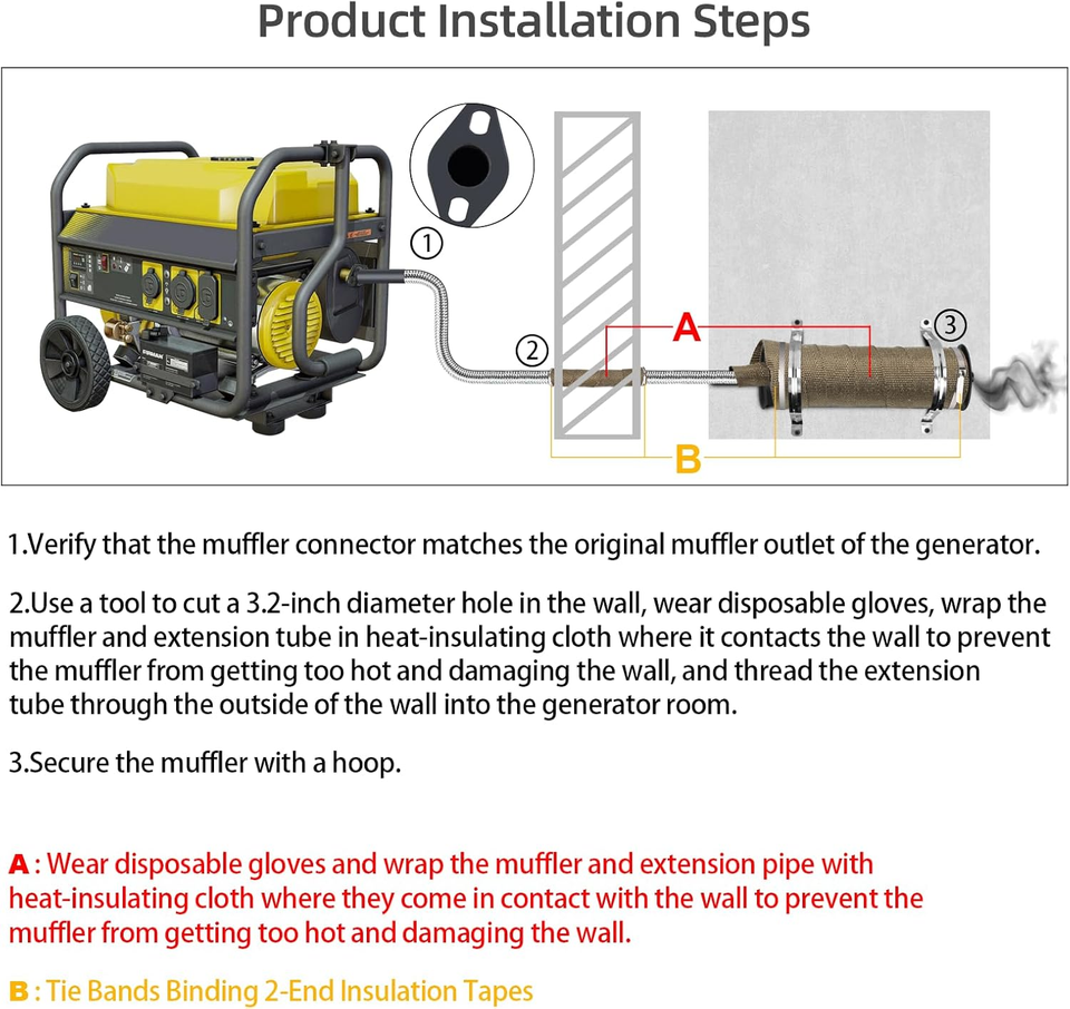 Generator Exhaust Extension Silencer Kit, Generator Muffler Generator ...