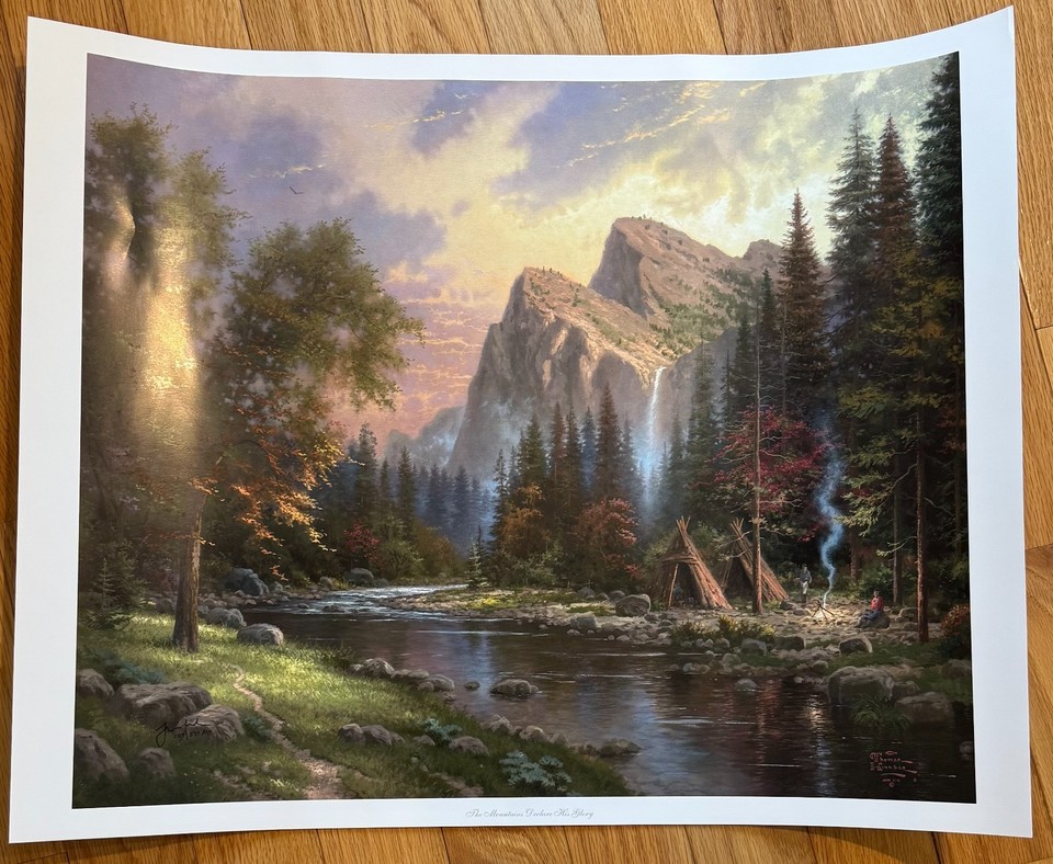 Thomas Kinkade Mountains Declare his Glory , Print Offset Lithograph ...