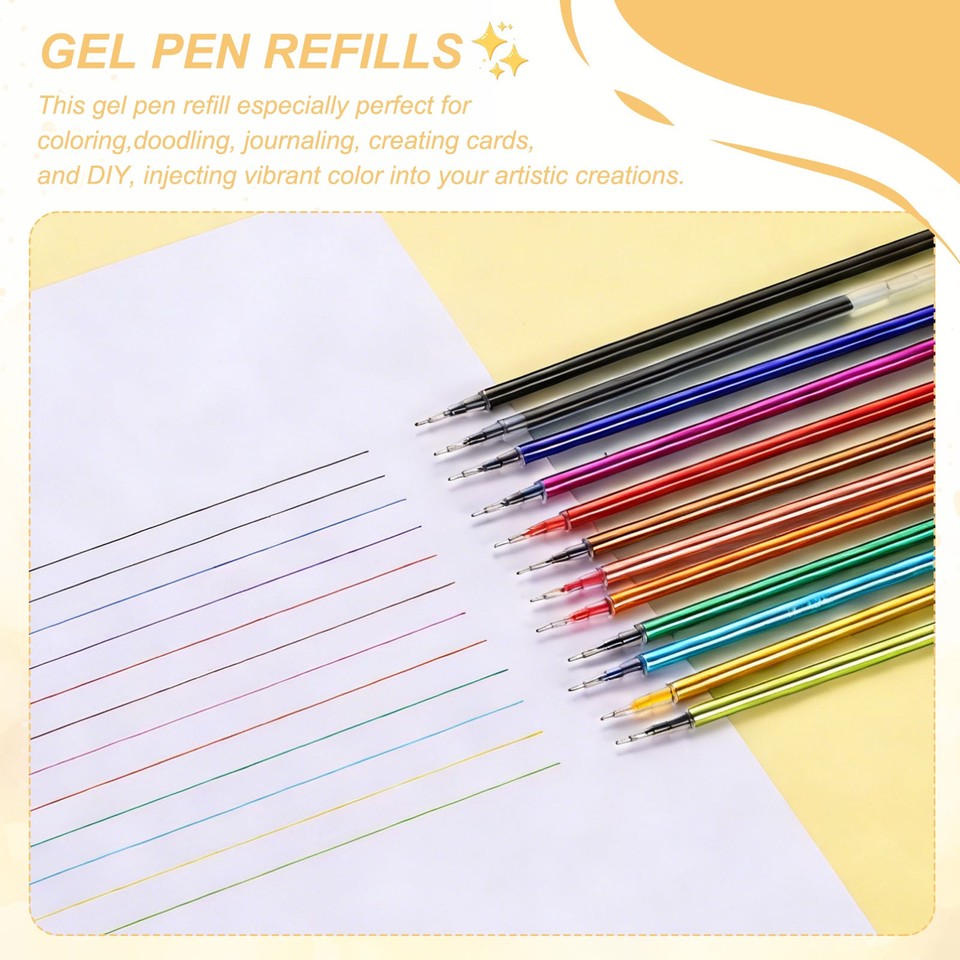 12Pack 0.5mm Gel Pen Refills for Coloring, Medium Point Pens Refills ...