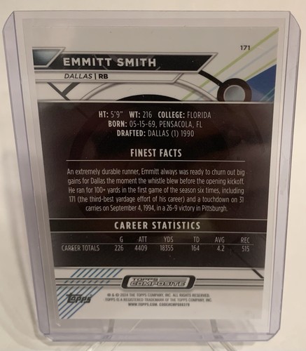 Emmitt Smith 2024 Topps Composite Football Finest Black Red Geometric ...